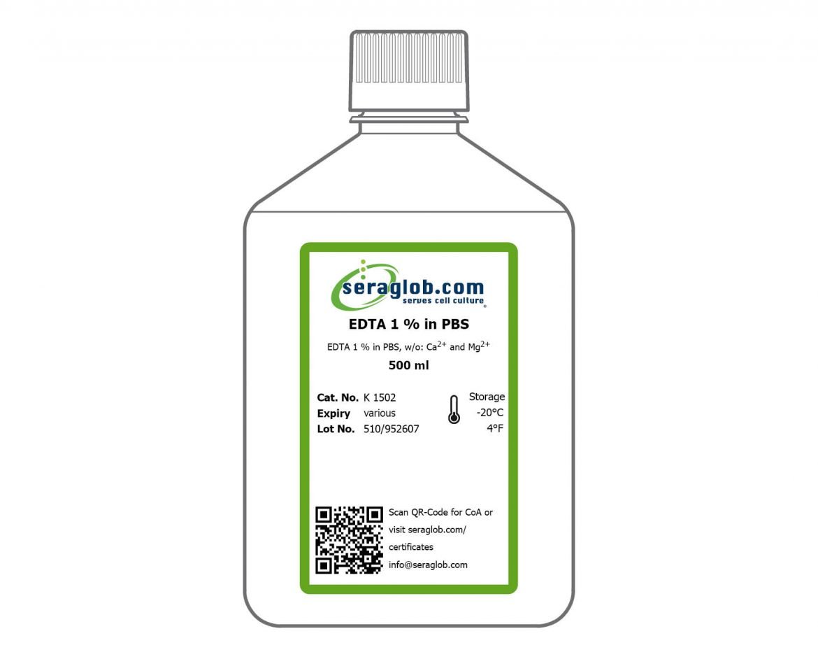 EDTA 1 % in PBS, w/o: Ca2+ and Mg2+ , 500 ml | Bioswisstec